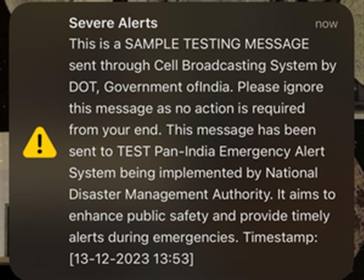 Govt sends 'emergency alert' sample message to Android, iOS users